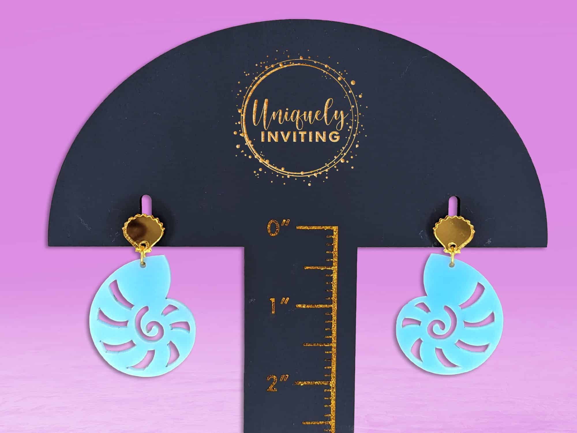 Finished Custom Acrylic "Nautilus Shell" Earrings - Custom Laser-Cut ...