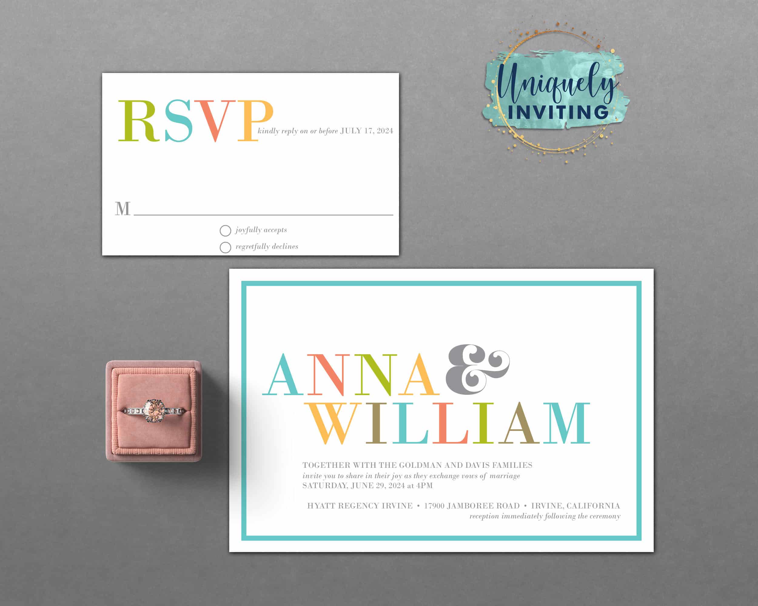 Multicolor Monogram Invitations – Uniquely Inviting