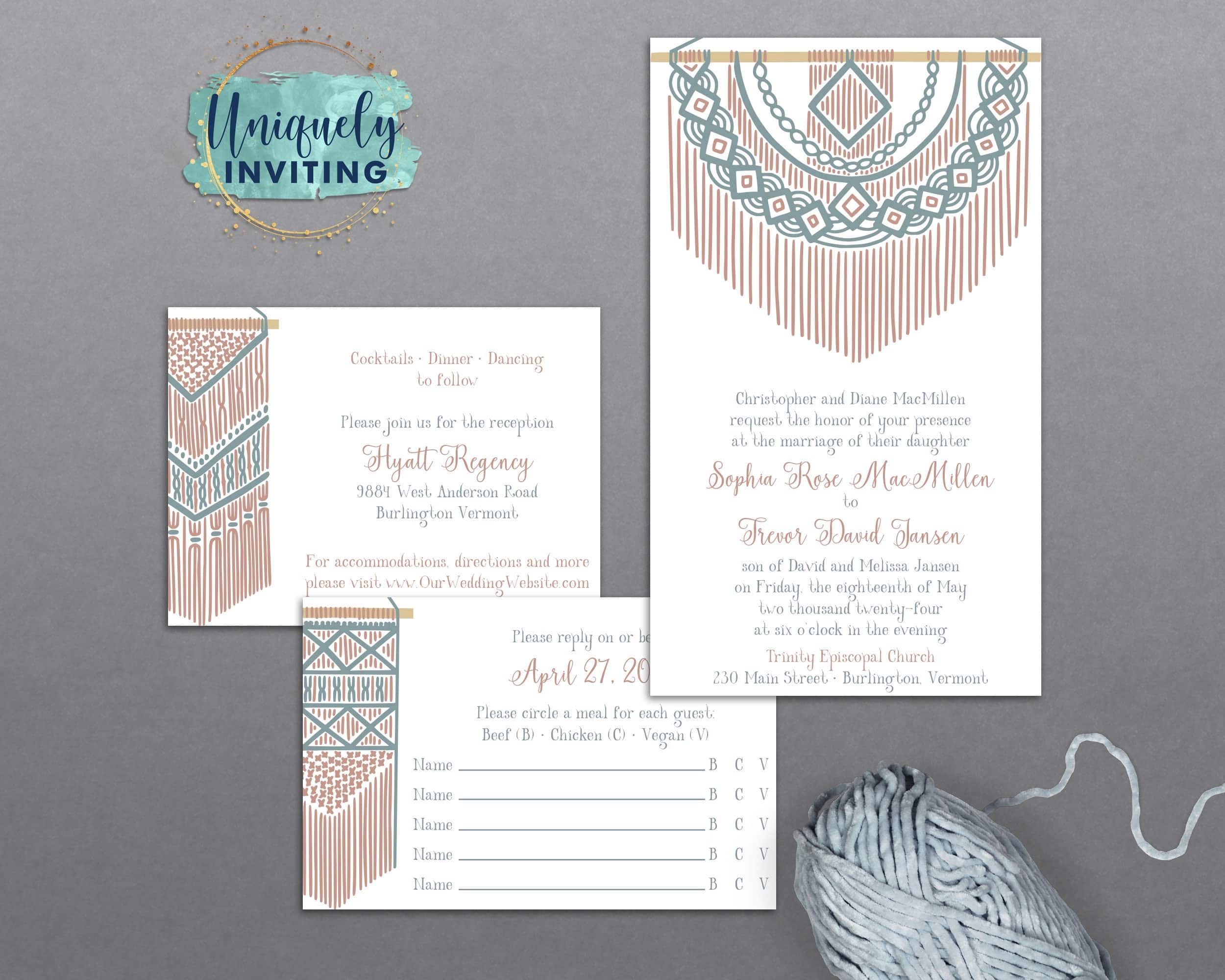 Modern Macrame Invitations – Uniquely Inviting