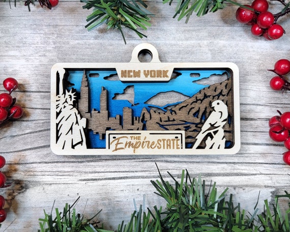 Personalized New York Ornament - State License Plate Christmas Ornament ...