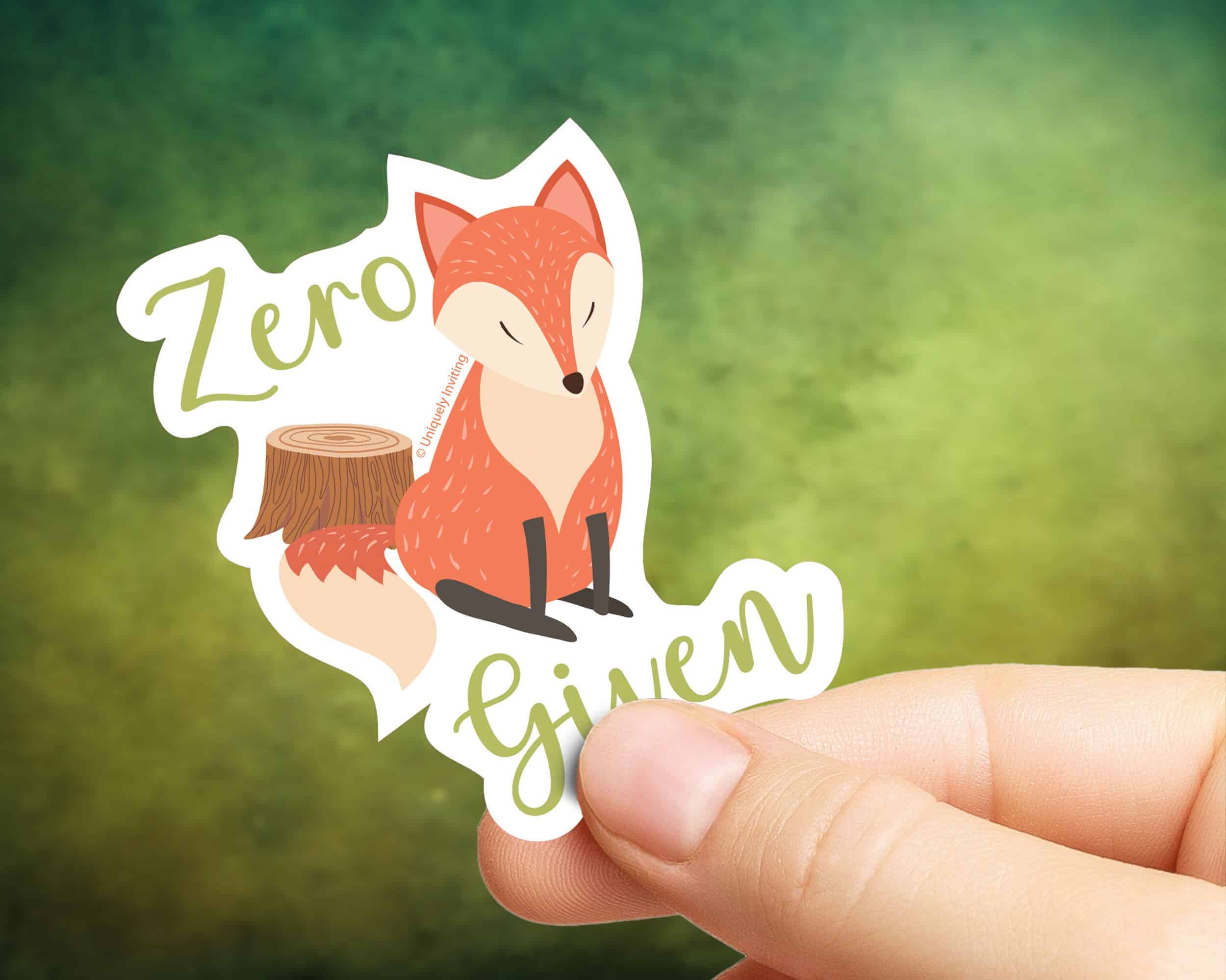 Zero Fox Given Die-Cut, Waterproof, Laminated Vinyl Sticker – Uniquely ...