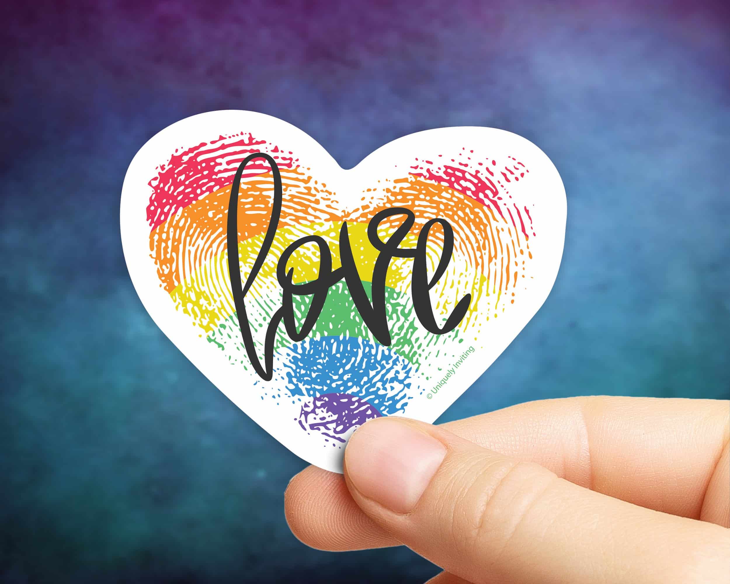 Rainbow Fingerprint Sticker in Gloss or Holographic | Die-Cut ...