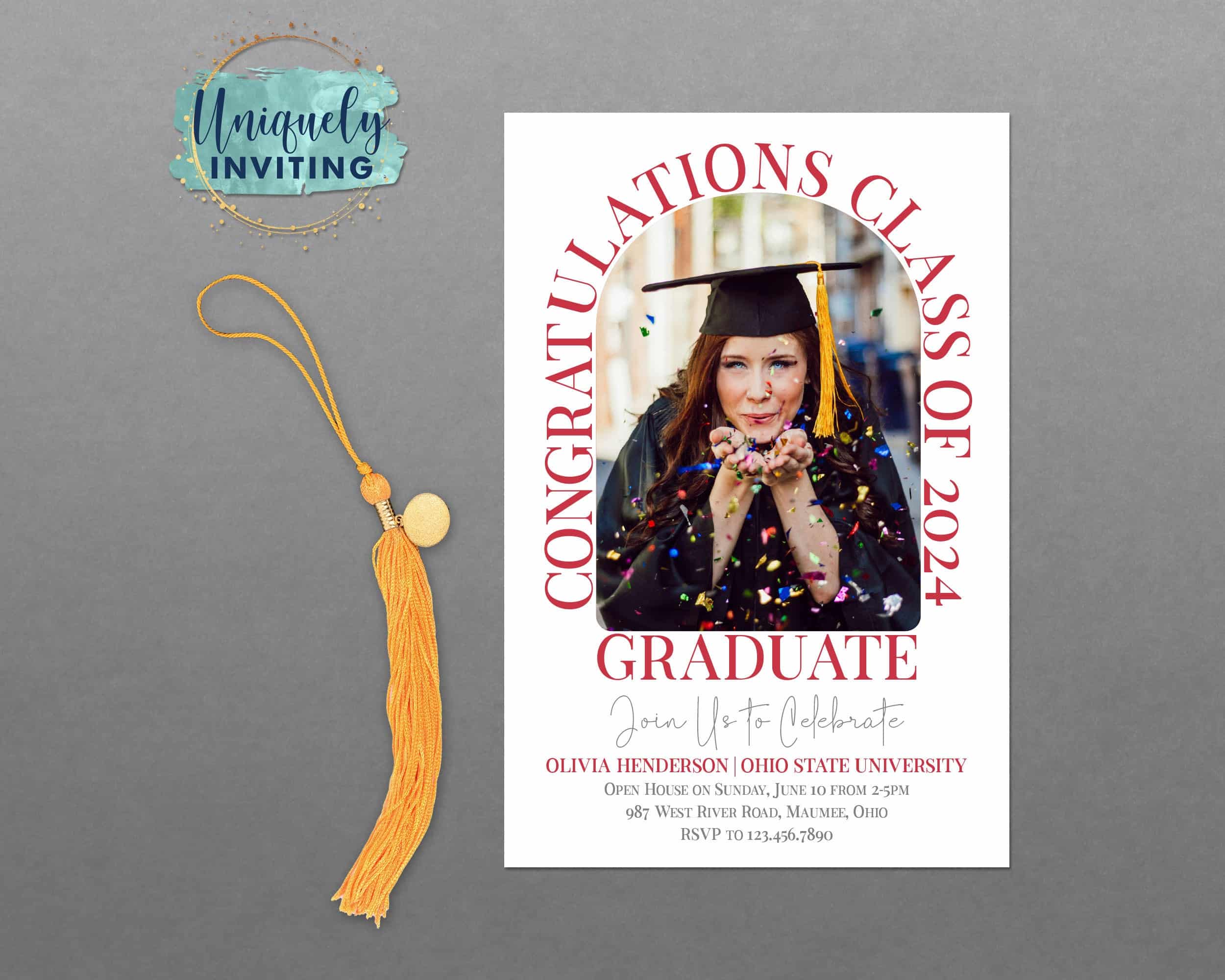Arched Congratulations - Photo Graduation Announcement/Invitation ...